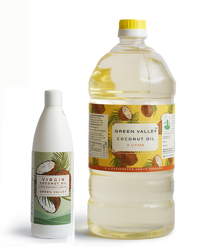100% Pure Semi-Cold Pressed Coconut Oil 2L + 100% Pure Cold Pressed Vi ...